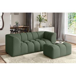 3-Sitzer Home Affaire "TUURE Verl&auml;ssliche Qualit&auml;t, moderne Steppung, Breite 227cm", gr&uuml;n, B:227cm H:81cm T:94cm, 100% Polyester, Sofas, 3-Sitzer, Bubble Optik, hoher Sitzkomfort, Wellenunterfederung