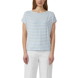 Kurzarmshirt s.Oliver, Damen, Gr. 42, powder blau stripe, Jersey, Obermaterial: 95% Viskose, 5% Elasthan, gestreift, normal h&uuml;ftbedeckend, Rundhals, abgesteppte Kante, Shirts Kurzarmshirt, Sommershirt mit grafischem Muster