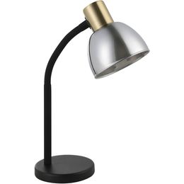 Eglo Tischleuchte "Macere Tischlampe, Schreibtischlampe aus Metall und Rauchglas, Lampe", schwarz, 1, H: 34cm, 1 Stk., Leuchten, Tischleuchte - L22 x B12 x H34 cm - schwarz, messing-geb&uuml;rstet, Tischleuchte