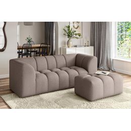 3-Sitzer Home Affaire "TUURE Verl&auml;ssliche Qualit&auml;t, moderne Steppung, Breite 227cm", braun, B:227cm H:81cm T:94cm, 100% Polyester, Sofas, 3-Sitzer, Bubble Optik, hoher Sitzkomfort, Wellenunterfederung