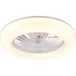 REALITY LEUCHTEN LED Deckenleuchte "MORA mit Ventilator, Deckenventilator mit Licht inkl. Fernbedienung", wei&szlig;, 1, &Oslash; 45cm H: 14cm, 1 Stk., Leuchten, 3 Geschwindigkeiten Timer, LED dimmbar CCT Nachtlicht, LED Deckenleuchte