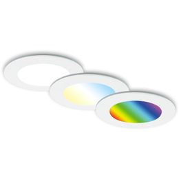 Briloner Leuchten LED Einbauleuchte "3er Set LED Einbauleuchten RGB-CCT, wei&szlig;", wei&szlig;, Leuchten, 3er Set LED Einbauleuchten, RGB CCT, Einbaustrahler Bad, Bad IP65, LED Einbauleuchte