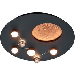 Trio LEUCHTEN LED Deckenleuchte "ZODIAC, Deckenlampe Mond Sterne, indirektes Licht, dimmbar CCT LED 42W", schwarz (schwarz matt), 1, &Oslash; 50cm H: 10cm, 1 Stk., Leuchten, LED Deckenlampe Schlafzimmer &Oslash; 50cm, Lichtfarbe einstellbar, Mondoptik, LED Deckenleuchte