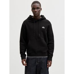 Jack & Jones Kapuzensweatshirt JACK & JONES "JCOFLARE BACK PHOTO PRINT SWEAT HOOD", Herren, Gr. L, schwarz, angeraute Sweatware, Obermaterial: 100% Baumwolle, unifarben, relaxed fit, Rippb&uuml;ndchen, Sweatshirts Kapuzensweatshirt