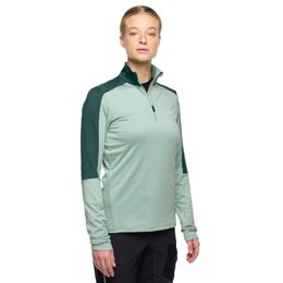 Langarmshirt Vaude "WOMEN'S LIVIGNO HALFZIP II", Damen, Gr. 38, dusty fern, Obermaterial: 89% Polyester, 11% Elasthan, normal, hoch geschlossener Ausschnitt, Shirts Langarmshirt, mit Rei&szlig;verschluss, hoch geschlossener Ausschnitt, sportlicher Stil