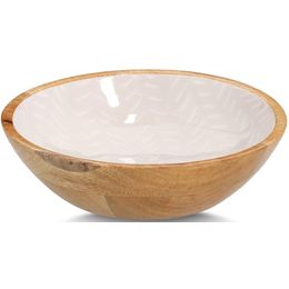 Schale zeller PRESENT "Mangoholz, im modernen Design", beige, H:6cm &Oslash;:20cm, Massivholz, Sch&uuml;sseln, Schale, hochwertiges nat&uuml;rliches Material