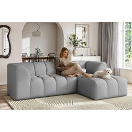 Ecksofa Home Affaire "TUURE L-Form, Verl&auml;ssliche Qualit&auml;t, moderne Steppung, Breite 255cm", grau, B:255cm H:81cm T:177cm, 100% Polyester, Sofas, Ecksofa, Bubble Optik, moderne Steppung, hoher Sitzkomfort, Wellenunterfederung