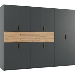 Dreht&uuml;renschrank wimex "Digit Kleiderschrank wahlweise mit oder ohne Spiegel", grafit, absetzung und griffe artisan eiche nachbildung, B:270cm H:208cm T:58cm, Holzwerkstoff, Schr&auml;nke, Dreht&uuml;renschrank, erh&auml;ltlich in den Breiten 225cm oder 270cm (mit 8 oder 10 T&uuml;ren)