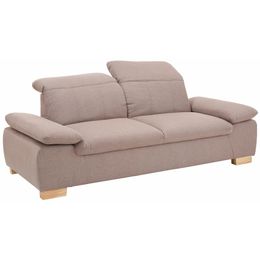 2,5-Sitzer Home Affaire "Bergamo Multifunktions-Couch, elegant und komfortabel", grau (taupe), B:215cm H:77cm T:90cm, Chenille 100% Polyester;Struktur fein ( 100% Polyester);Luxus-Kunstleder;Struktur weich (100% Polyester), Sofas, 2 5-Sitzer, mit Armlehn-und R&uuml;ckenfunktion, Federkern