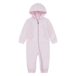 Overall Nike Sportswear "NKN ESSENTIALS HOODED COVERALL", Jungen, Gr. 56, N-Gr, rosa, Sweatware, Obermaterial: 60% Baumwolle, 40% Polyester, unifarben, eingesetzt B&uuml;ndchen, Overalls Overall, f&uuml;r Babys, mit Kapuze, mit Logodruck und Markenlabel