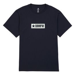 T-Shirt Converse "MEN'S Converse RETRO BLOCK LOGO T-SHIRT", Herren, Gr. XS, schwarz (Converse schwarz), Obermaterial: 100% Baumwolle, unifarben, Rundhals, eingesetzt eingefasste Kante, Shirts T-Shirt