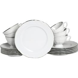 Kaffeeservice Creatable "Maria Theresia, KaffeeService 18-tlg", silber (wei&szlig;, platinfarben), 18 Stk., Porzellan, Geschirr-Sets, Kaffeeservice, Traditionelle Porzellanform