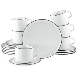 Kaffeeservice Creatable "Chef Collection Black Line, Kaffee-Service 18-tlg", wei&szlig;, 18 Stk., Porzellan, Geschirr-Sets, Kaffeeservice, Daily Use, Zeitlos