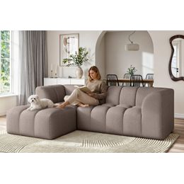Ecksofa Home Affaire "TUURE L-Form, Verl&auml;ssliche Qualit&auml;t, moderne Steppung, Breite 255cm", braun, B:255cm H:81cm T:177cm, 100% Polyester, Sofas, Ecksofa, Bubble Optik, moderne Steppung, hoher Sitzkomfort, Wellenunterfederung