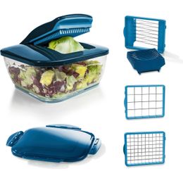 Gem&uuml;seschneider Genius "Nicer Dicer Chef, Zerkleiner, Set 9-tlg.", blau, B:23,5cm H:24cm T:15,5cm, Zerkleinerer, Gem&uuml;seschneider, einfache und m&uuml;helose Handhabung