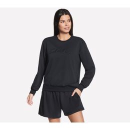 Sweatshirt Skechers "Skechers SIGNATURE CREW", Damen, Gr. S (36), schwarz, Obermaterial: 54% Baumwolle, 46% Polyester, Sweatshirts Sweatshirt, f&uuml;r Erwachsene, sportlicher Stil