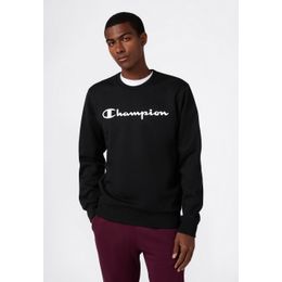 Kapuzensweatshirt Champion "BASICS Fleece Crewneck Sweatshirt Large Logo", Herren, Gr. XL (56/58), schwarz (nbk, ns), Obermaterial: 55% Baumwolle, 45% Polyester, Sweatshirts Kapuzensweatshirt