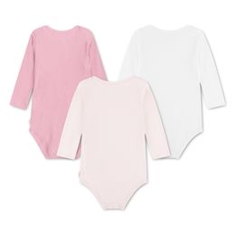 Langarmbody HUGGIES BABYWEAR "HUGB 3PK BODYSUIT", Jungen, Gr. 2 (62), N-Gr, huggies wild rose, Feinripp, Obermaterial: 100% Baumwolle, unifarben, normal lang, Rundhals, abgerundeter Saum, Bodys Langarmbody, 3er-Pack, in Ripp-Optik