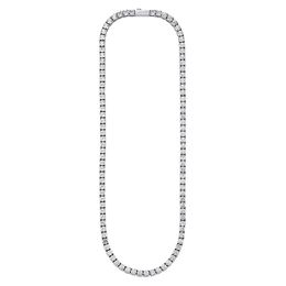 Edelstahlkette Bruno Banani "Schmuck Geschenk Tenniskette", edelstahlfarben, kristallwei&szlig;, Halsketten, Damen, Edelstahl, L: 45 B: 4mm, Edelstahlkette, mit Zirkonia (synth.), B:4mm