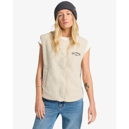 Fleeceweste Billabong "BE HAPPY VEST", Damen, Gr. XL (42), wei&szlig; (wei&szlig;cap), Obermaterial: 100% Polyester, Westen Fleeceweste, aus Polyester, mit Rei&szlig;verschluss, mit Rollkragen, sportlicher Stil