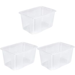 Aufbewahrungsbox keeeper "Emil, 3er Set, 45 L, 54,5 x 39 x 29,5 cm", transparent, B:54,5cm H:29,5cm T:39cm, Kunststoff, Aufbewahrungsboxen, Aufbewahrungsbox, ineinander und aufeinander stapelbar