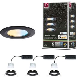 Paulmann LED Einbauleuchte "LED Einbauleuchte Nova Coin IP44 rund 78mm", schwarz, 3, &Oslash; 7,8cm, 3 Stk., Leuchten, Memoryfunktion, Farbwechsler, Farbsteuerung, Dimmer, Smart Home, LED Einbauleuchte