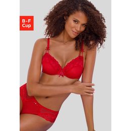 B&uuml;gel-BH Nuance, Damen, Gr. 70, Cup B, rot, Spitze, Obermaterial: 67% Polyamid, 23% Polyester, 10% Elasthan, BHs B&uuml;gel-BH, mit dekorativer Schn&uuml;rung und Zierschleifen, verf&uuml;hrerische Dessous, Topseller
