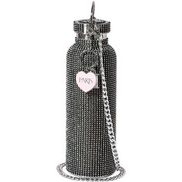 Trinkflasche Paris Hilton "Paris Hilton, Luxus Trinkgef&auml;&szlig; mit &uuml;ber 5000 Strasssteinen", silber (schwarz, silberfarben), H:26cm, Edelstahl, Trinkflaschen, Trinkflasche, Wasserflasche in Diamant-Optik, Luxusgetr&auml;nkebeh&auml;lter, aus Edelstahl
