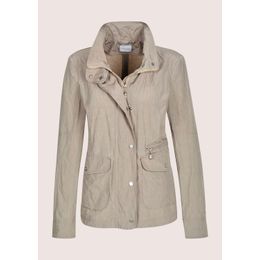 Madeleine Mode Sommerjacke MADELEINE "Sommerjacke Sportive Baumwolljacke mit Stehkragen", Damen, Gr. 46, beige (cappuccino), Obermaterial: 50% Polyester PES. 45% Baumwolle CO. 5% metallisierte Fasern MTF., Modern, normal, Jacken Sommerjacke