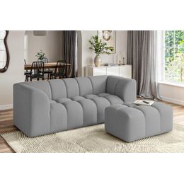 3-Sitzer Home Affaire "TUURE Verl&auml;ssliche Qualit&auml;t, moderne Steppung, Breite 227cm", grau, B:227cm H:81cm T:94cm, 100% Polyester, Sofas, 3-Sitzer, Bubble Optik, hoher Sitzkomfort, Wellenunterfederung