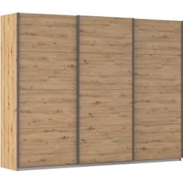 Schwebet&uuml;renschrank OTTO HOME "Kleiderschrank Schrank Garderobe AGORDO mit Dekor- oder Hochglanzfront", braun (eiche artisan, griffleisten graumetallic), B:271cm H:210cm T:62cm, Holzwerkstoff, Schr&auml;nke, Schwebet&uuml;renschrank, in 4 Breiten und 2 H&ouml;hen MADE IN GERMANY