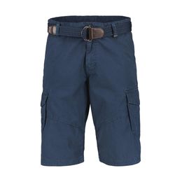 Bermudas Lerros "Unifarbene Cargobermuda mit G&uuml;rtel", Herren, Gr. 31, blau (storm blau), 100% Baumwolle, Hosen Bermudas