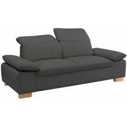 2,5-Sitzer Home Affaire "Bergamo Multifunktions-Couch, elegant und komfortabel", grau, B:215cm H:77cm T:90cm, Chenille 100% Polyester;Struktur fein ( 100% Polyester);Luxus-Kunstleder;Struktur weich (100% Polyester), Sofas, 2 5-Sitzer, mit Armlehn-und R&uuml;ckenfunktion, Federkern