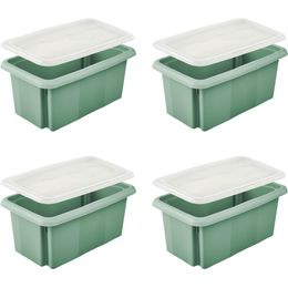 Aufbewahrungsbox keeeper "Emil, 4er Set, 7 L, 35 x 20,5 x 15 cm", nordic gr&uuml;n, B:35cm H:15cm T:20,5cm, Kunststoff, Aufbewahrungsboxen, Aufbewahrungsbox, ineinander und aufeinander stapelbar