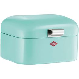 Brotkasten Wesco "Mini Grandy", gr&uuml;n (mint), B:18cm H:12cm, Lebensmittelaufbewahrungsbeh&auml;lter, Brotkasten, Metallscharniere, Gummistopper, L&uuml;ftungsloch / Griff, 2 L