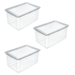 Aufbewahrungsbox keeeper "bea, 3er Set, mit Air Control-System 43L, 59 x 39 x 27 cm", transparent, B:59cm H:27cm T:39cm, Kunststoff, Aufbewahrungsboxen, Aufbewahrungsbox, Air-Control-System, stapelbar