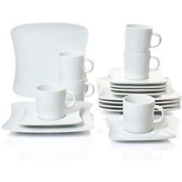 Kaffeeservice Retsch Arzberg "Geschirr-Set, Service SANDY", wei&szlig;, 18 Stk., Porzellan, Geschirr-Sets, Kaffeeservice, Porzellan Made in Germany, 18 Teile, f&uuml;r 6 Personen