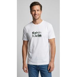 T-Shirt Calvin Klein "SS 30S EU Calvin Klein BOLD GRAP", Herren, Gr. XXL, wei&szlig; (brilliant wei&szlig;), Web, Obermaterial: 100% Baumwolle, unifarben, regular fit normal, Rundhals, eingesetzt abgesteppte Kante, Shirts T-Shirt, Mit Rundhalsausschnitt, regular fit