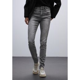 Slim-fit-Jeans Street One "Style York", Damen, Gr. 34, L&auml;nge 32, mid grau washed, Denim/Jeans, Obermaterial: 72% Baumwolle, 27% Polyester (REPREVE), 1% Elasthan, unifarben, slim fit lang, Jeans Slim-fit-Jeans, im Five-Pocket Style