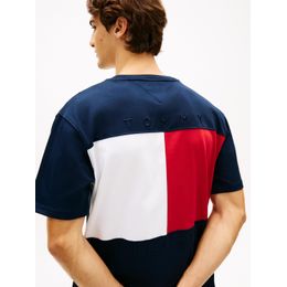 T-Shirt Tommy Hilfiger "FLAG", Herren, Gr. S, carbon navy, Single Jersey, Obermaterial: 100% Baumwolle, unifarben, regular fit normal, Rundhals, eingesetzt abgesteppte Kante, Shirts T-Shirt, Regular fit mit Rundhalsausschnitt