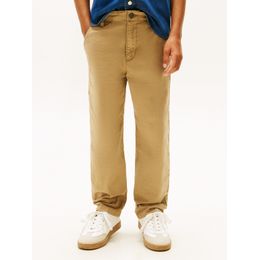 Stoffhose Tommy Hilfiger "HERRINGBONE RELAXED WORKER PANT", Jungen, Gr. 7 (122), N-Gr, schwarz dune, Web, Obermaterial: 98% Baumwolle, 2% Elasthan, unifarben, regular fit lang, Hosen Stoffhose, Kinder bis 16 Jahre