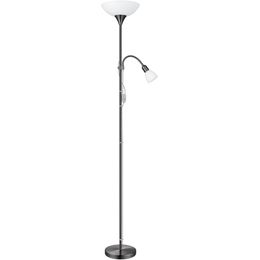 Eglo Stehlampe "UP 2 Stehlampe - Stahl - E27;E14 - 1X60W;1X18W - IP20", nickel, nero, 2, &Oslash; 27,5cm H: 176,5cm, 1 Stk., Leuchten, Standleuchte, Leselampe, Wohzimmer, Schlafzimmer, H176,5 x &Oslash;27,5 cm, Stehlampe