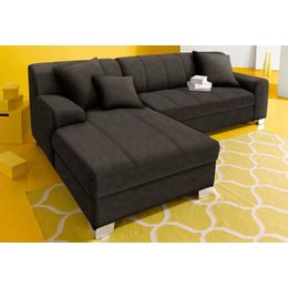 Ecksofa DOMO collection "Turah incl. Zierkissen, moderne Steppung, auch in Leder", grau (anthrazit), B:239cm H:75cm T:82cm, Sofas, Ecksofa, wahlw. mit Bettfunktion, L-Form, B/T: 239/152cm, Unser Dauertiefpreis