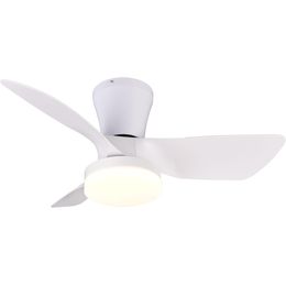 REALITY LEUCHTEN LED Deckenleuchte "RANDERS mit Ventilator, Deckenventilator mit Licht inkl Fernbedienung", wei&szlig; (wei&szlig; matt), 1, &Oslash; 76cm H: 26cm, 1 Stk., Leuchten, 6 Geschwindigkeiten Timer Vor- & R&uuml;cklauf LED dimmbar CCT Nachtlicht, LED Deckenleuchte