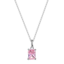 Kette mit Anh&auml;nger Firetti "Schmuck Geschenk Silber 925 Halsschmuck Halskette Ankerkette Quadrat", silberfarben, pink, Halsketten, Damen, Silber 925 (Sterlingsilber), L: 45 B: 1,1mm, Kette mit Anh&auml;nger, mit Zirkonia (synth.), B:1,1mm