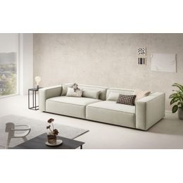3-Sitzer "PIARA XXL, Sofa mit Kedernaht in Cord, Leinenoptik o. Strukturstoff", gr&uuml;n (hellgr&uuml;n), B:316cm H:66cm T:136cm, 100% Polyester, LeGer Home by Lena Gercke, Sofas, 3-Sitzer, schwarze F&uuml;&szlig;e, bequemer Sitzkomfort, extra tiefe Sitzfl&auml;che