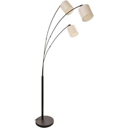 OTTO HOME Stehlampe "Avveline", schwarz (schwarz beige), 3, &Oslash; 12cm H: 148cm, 1 Stk., Leuchten, Stehlampe, 3-flammig mit Leinenschirm, 148 cm hoch, Bogenlampe, Stehlampe