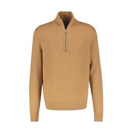 Troyer Lerros "Schurwoll-Stricktroyer mit Kaschmiranteil", Herren, Gr. S, beige (bold camel), 88% Schurwolle, 12% Kaschmir, ohne Ausschnitt, Pullover Troyer