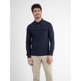 Langarm-Poloshirt Lerros "Longsleeve-Polo, gestreift", Herren, Gr. S, blau (classic navy), 100% Baumwolle, Shirts Langarm-Poloshirt