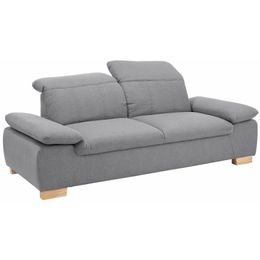2,5-Sitzer Home Affaire "Bergamo Multifunktions-Couch, elegant und komfortabel", grau (mittelgrau), B:215cm H:77cm T:90cm, Chenille 100% Polyester;Struktur fein ( 100% Polyester);Luxus-Kunstleder;Struktur weich (100% Polyester), Sofas, 2 5-Sitzer, mit Armlehn-und R&uuml;ckenfunktion, Federkern